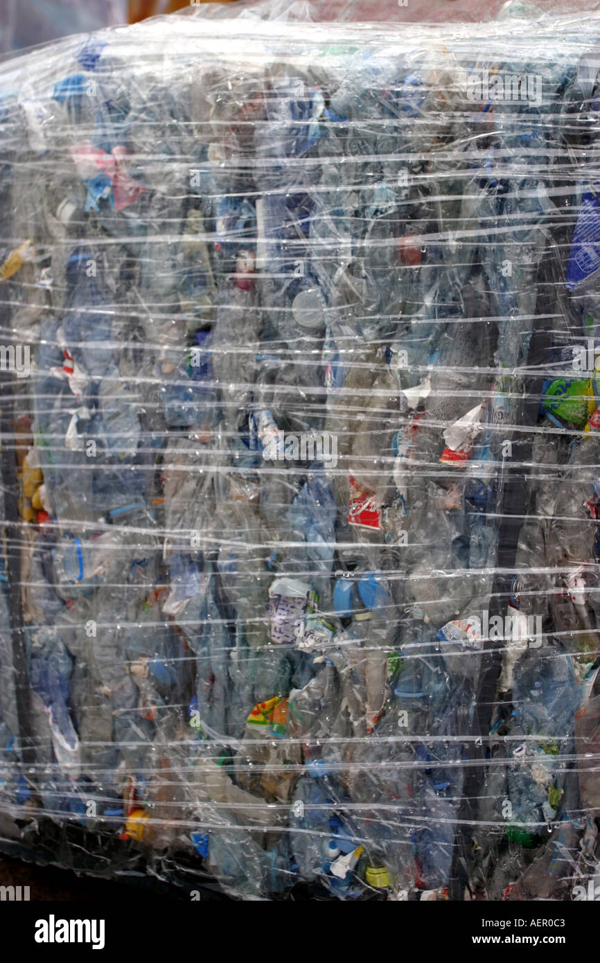 Bundles of plastic paper and others at recycling plant Stock Photo - Alamy