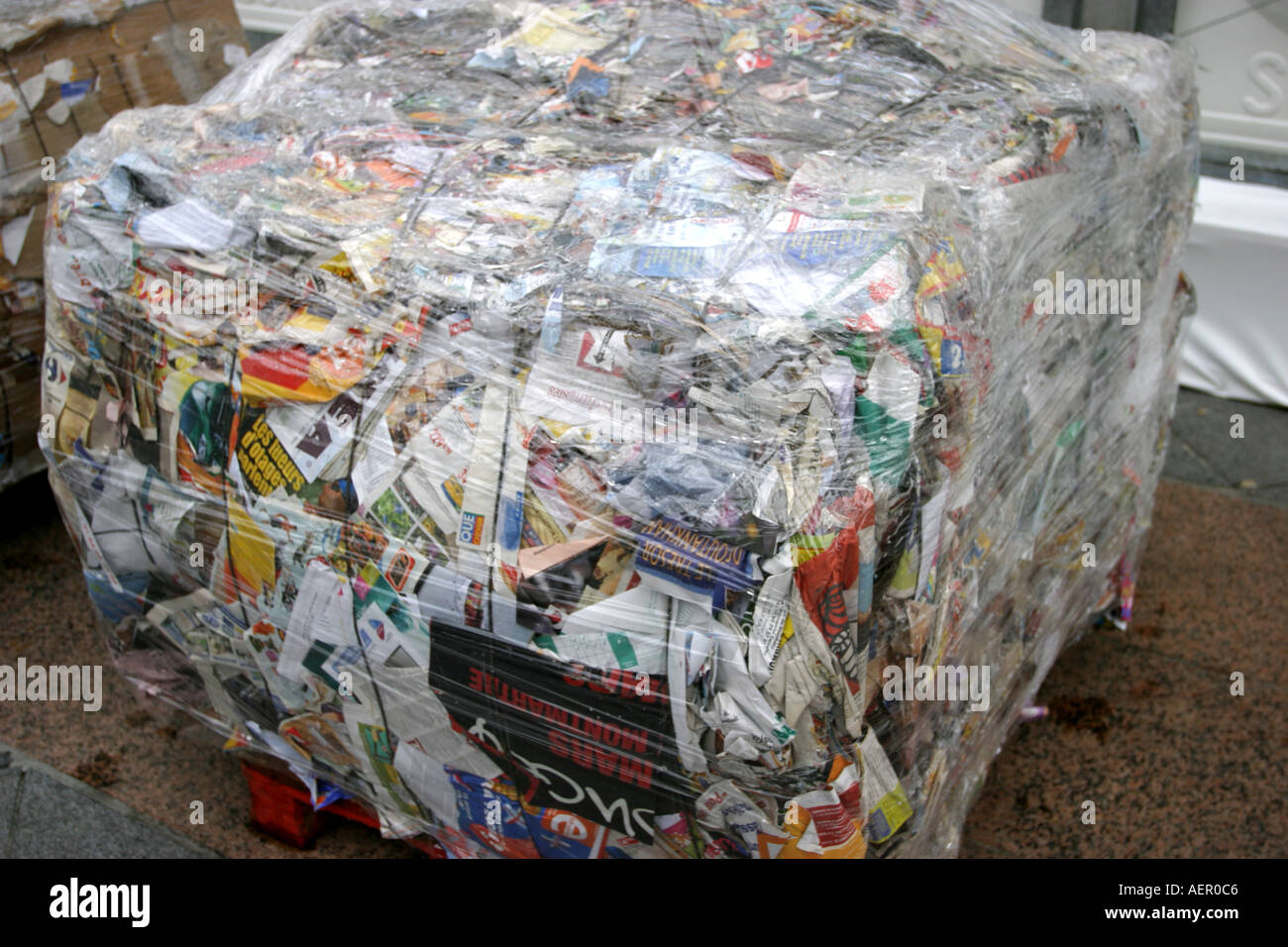 Bundles of plastic paper and others at recycling plant Stock Photo - Alamy
