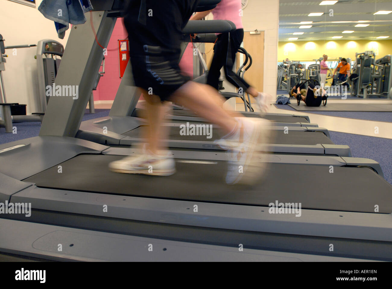 Exercising on a treadmill Stock Photo - Alamy