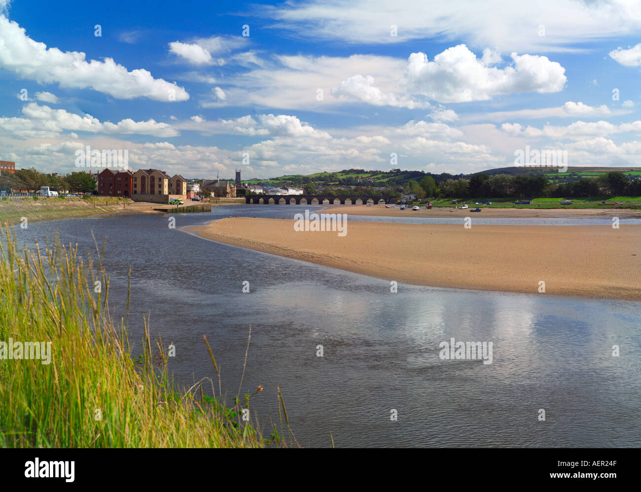 The River Taw and the Long Bridge Barnstaple North Devon Stock Photo ...