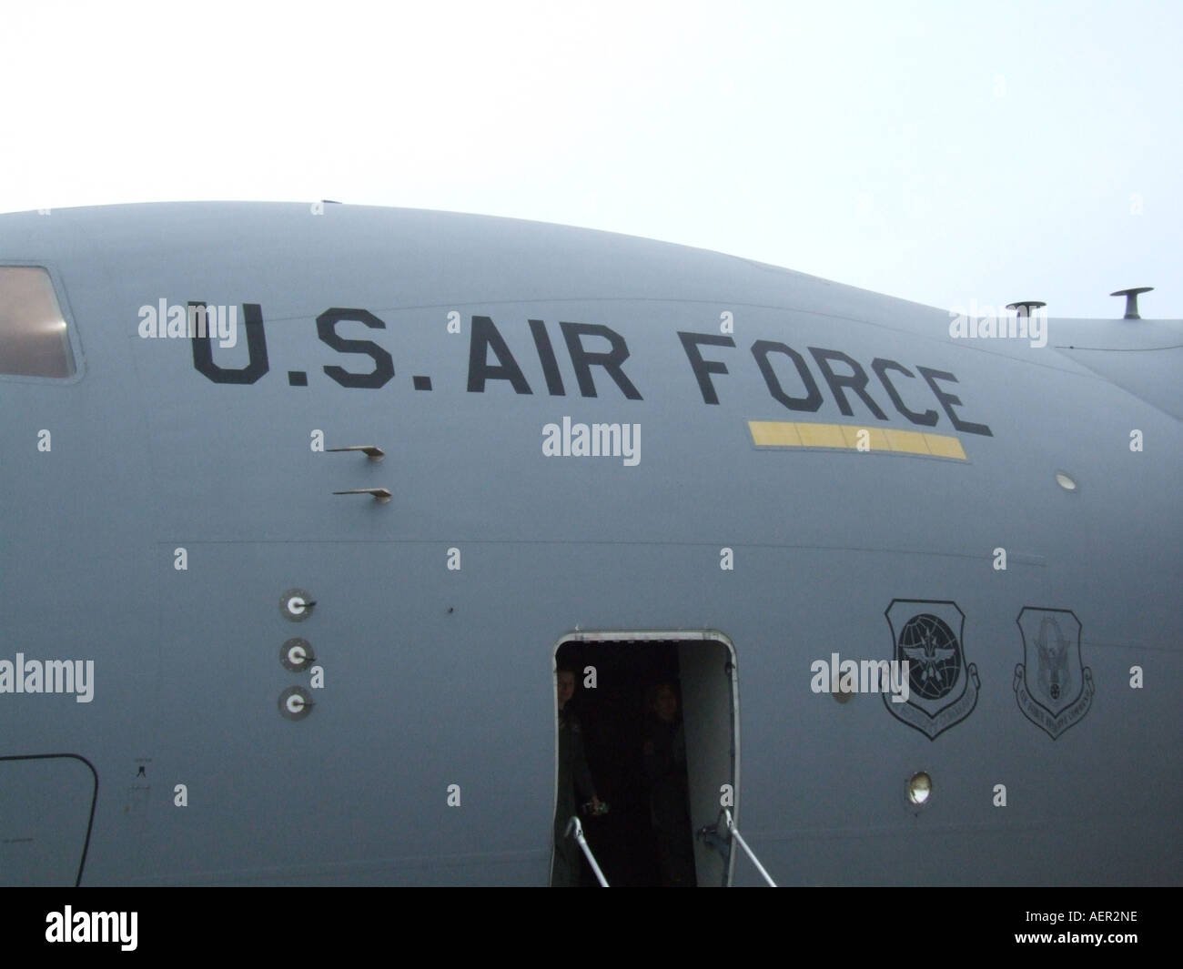 Front end of C130 Military Aircraft on tarmac at McGuire United States ...