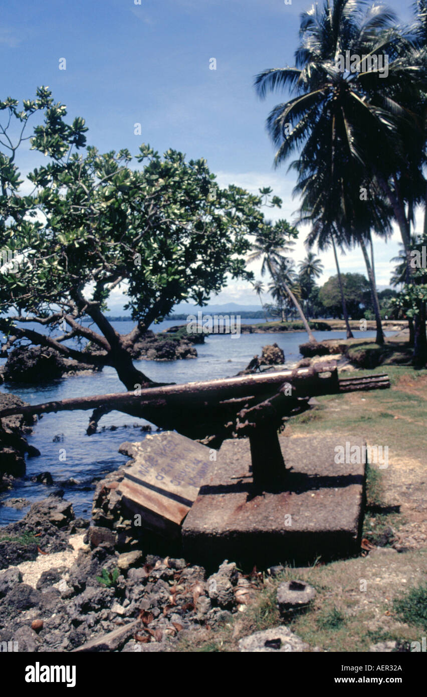 Old World War 2 gun on the banks of Madang Harbour in Papua New Guinea ...