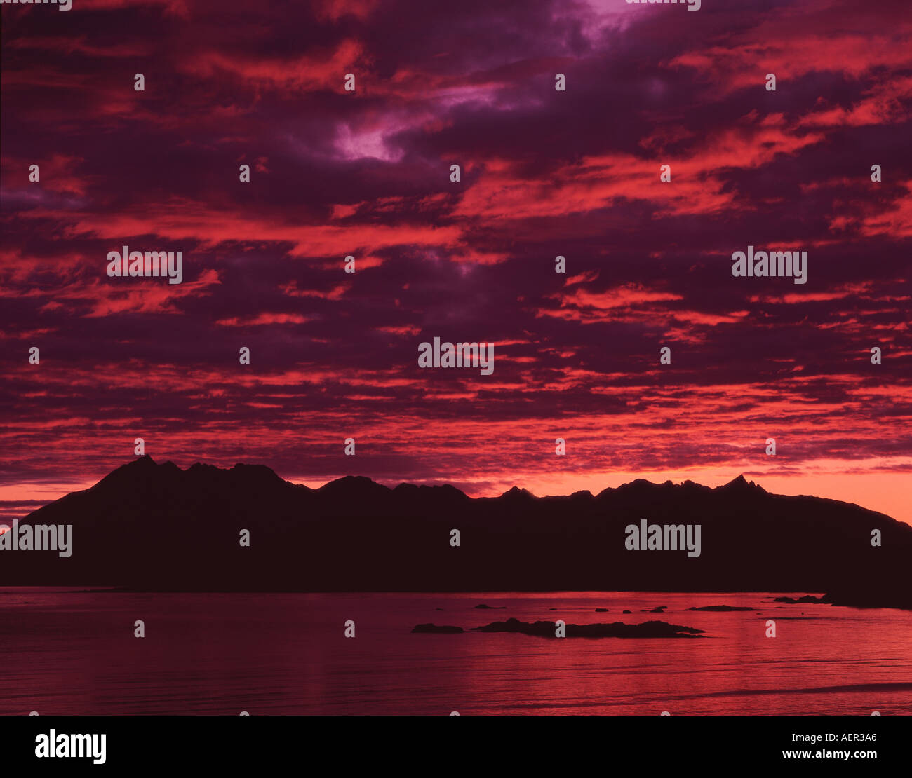 UK Scotland Inverne shire The Isle of Skye sunset and the Cuillin ...