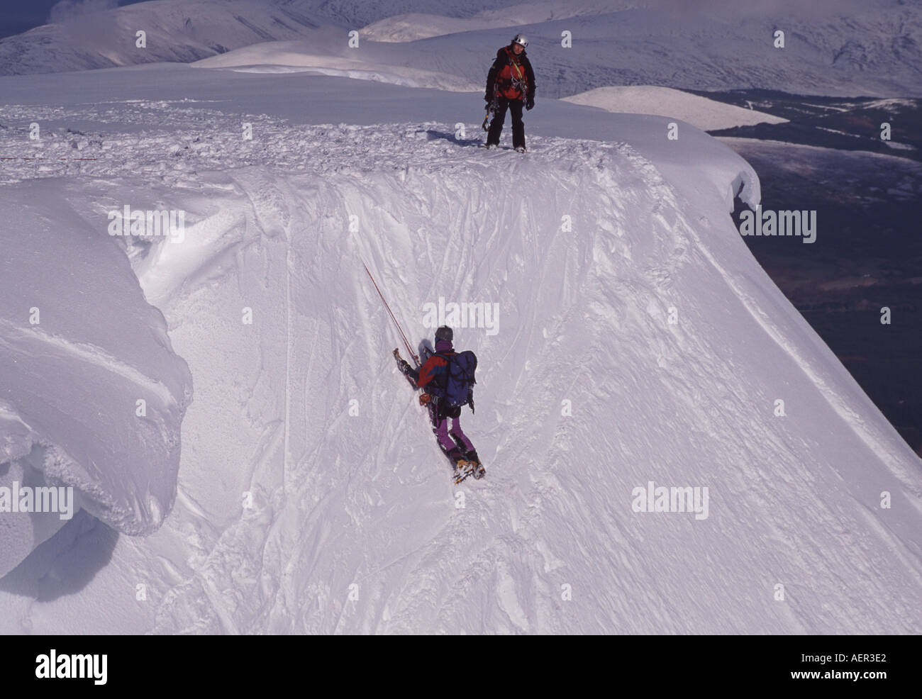 UK Scotland Inverness shire Climbers on the North face of Aonach Mor ...