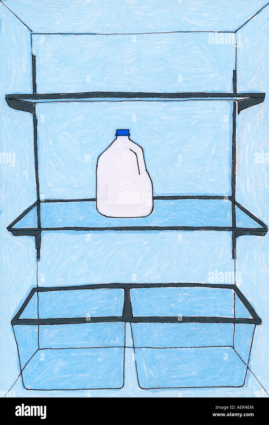 milk in refrigerator illustration Stock Photo - Alamy