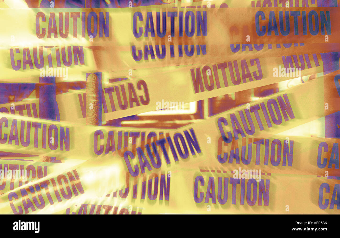 Layers of Caution warning tape Stock Photo - Alamy