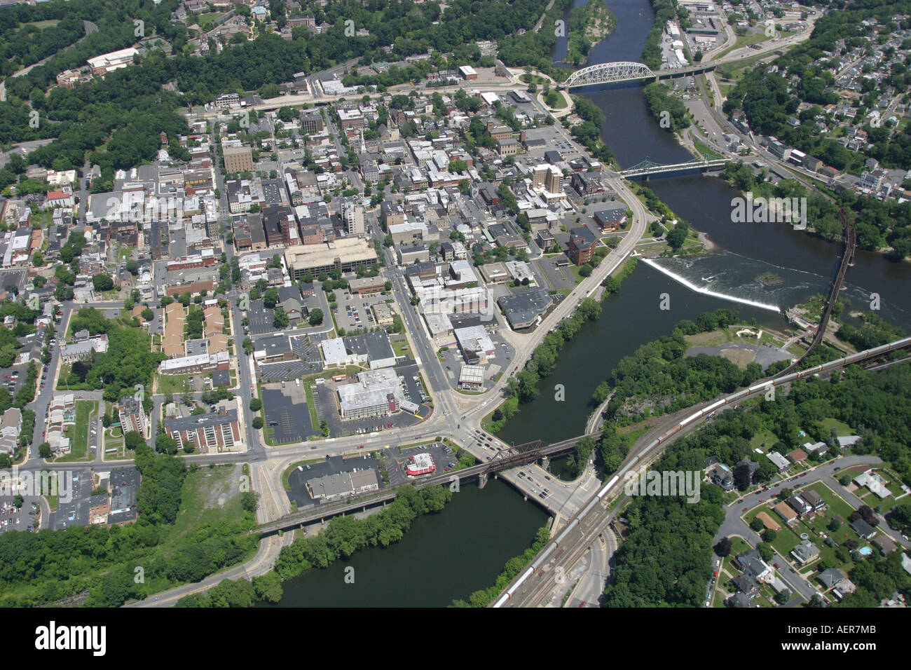 Aerial view of the City of Easton, located on the banks of the Delaware ...