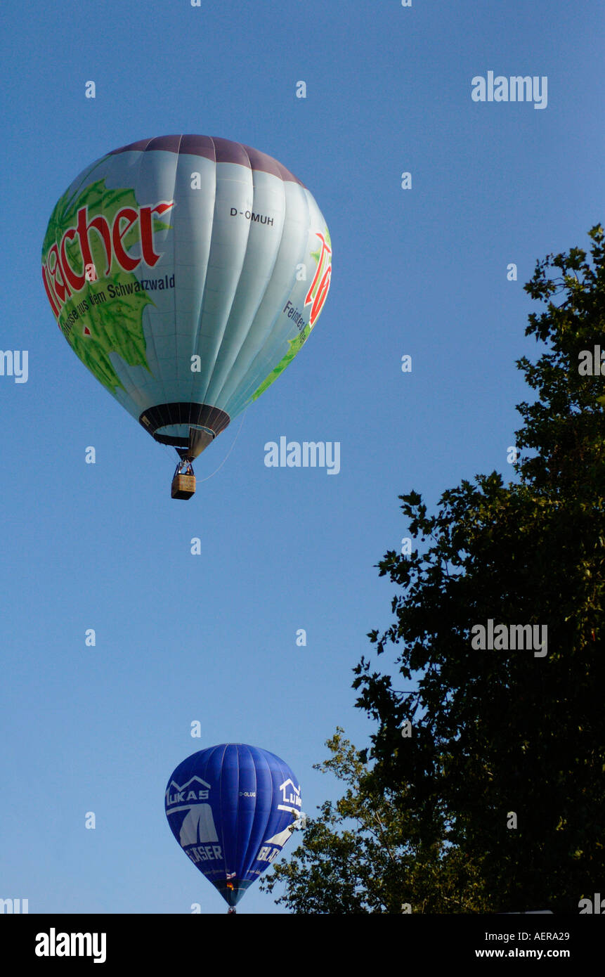Flying balloons over the trees Stock Photo - Alamy