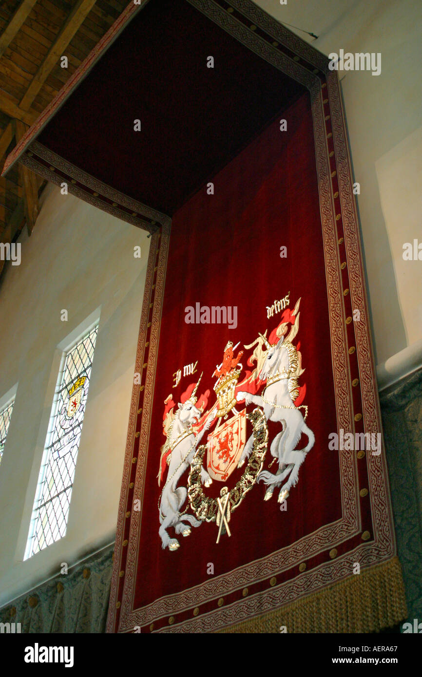 Stirling Castle Scotland throne canopy in great hall Stock Photo - Alamy
