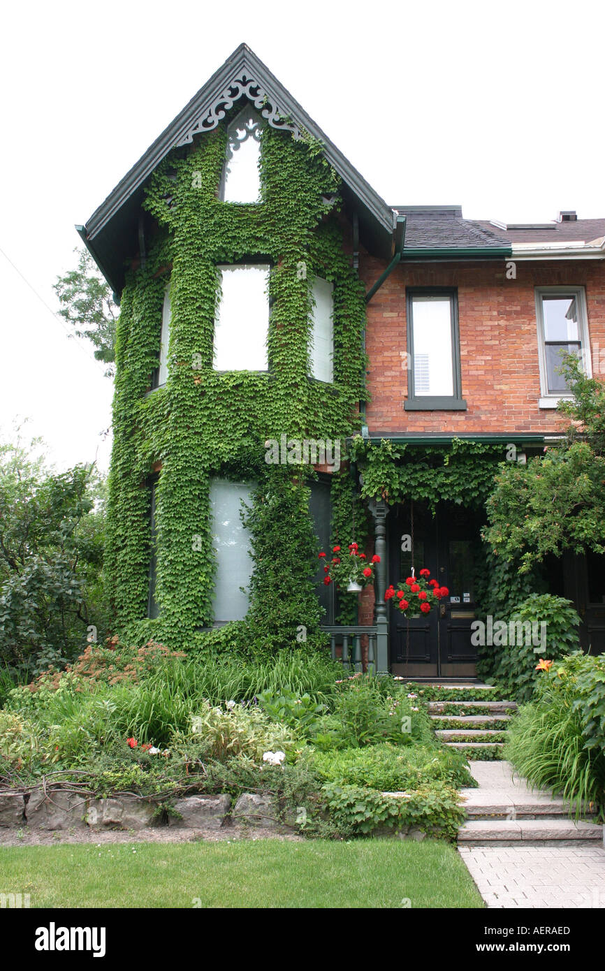 Victorian house covered in ivy in Cabbage Town Toronto Stock Photo - Alamy