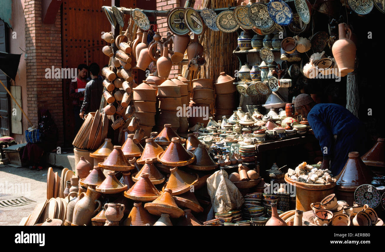 ceramic and pottery at market city of marrakech morroco Stock Photo - Alamy