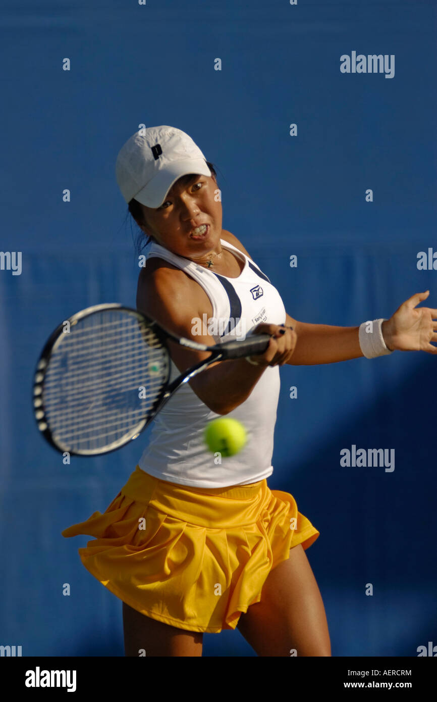 Vania King strokes a forehand at the 2007 Acura Classic tennis ...