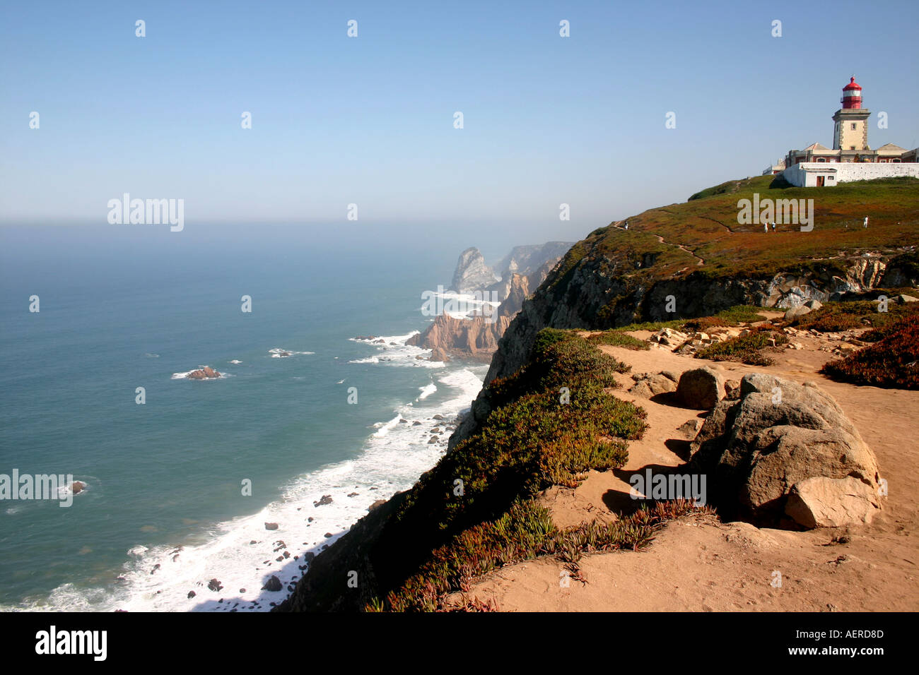View of Lighthouse and Atlantic Ocean at Cape Roca Stock Photo - Alamy