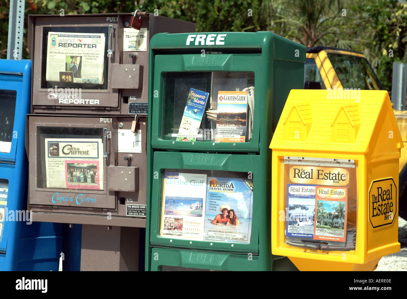 Newspaper and Magazine dispenser boxes Florida fl USA Stock Photo - Alamy
