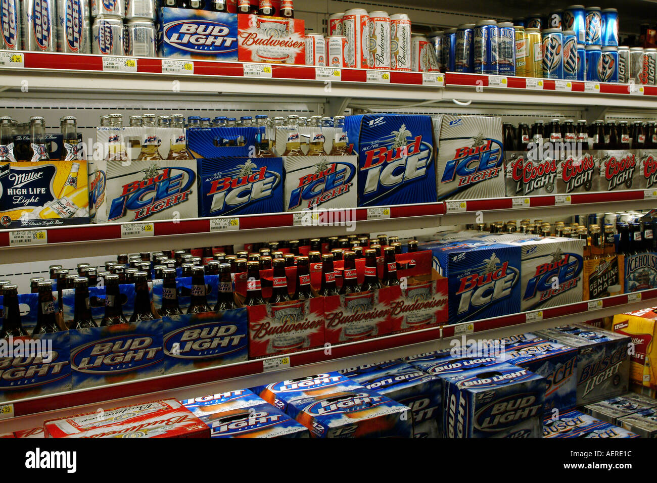 Beer selection display in supermarket Florida USA fl Stock Photo - Alamy
