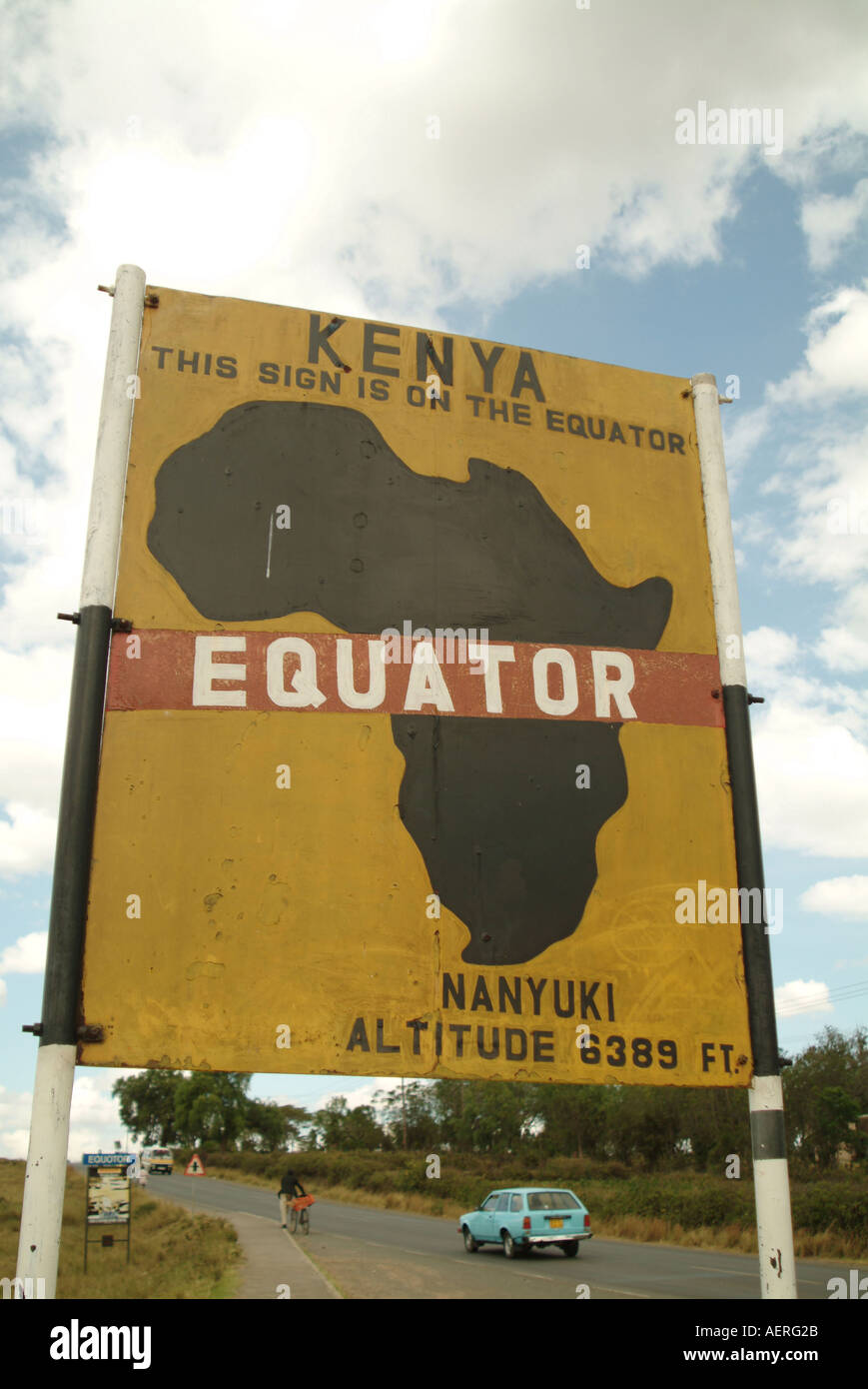The equator running through a small village in Kenya, Nanyuki. Kenya ...