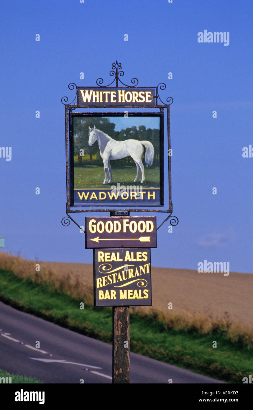 A sign of White Horse Pub Wiltshire England Stock Photo - Alamy