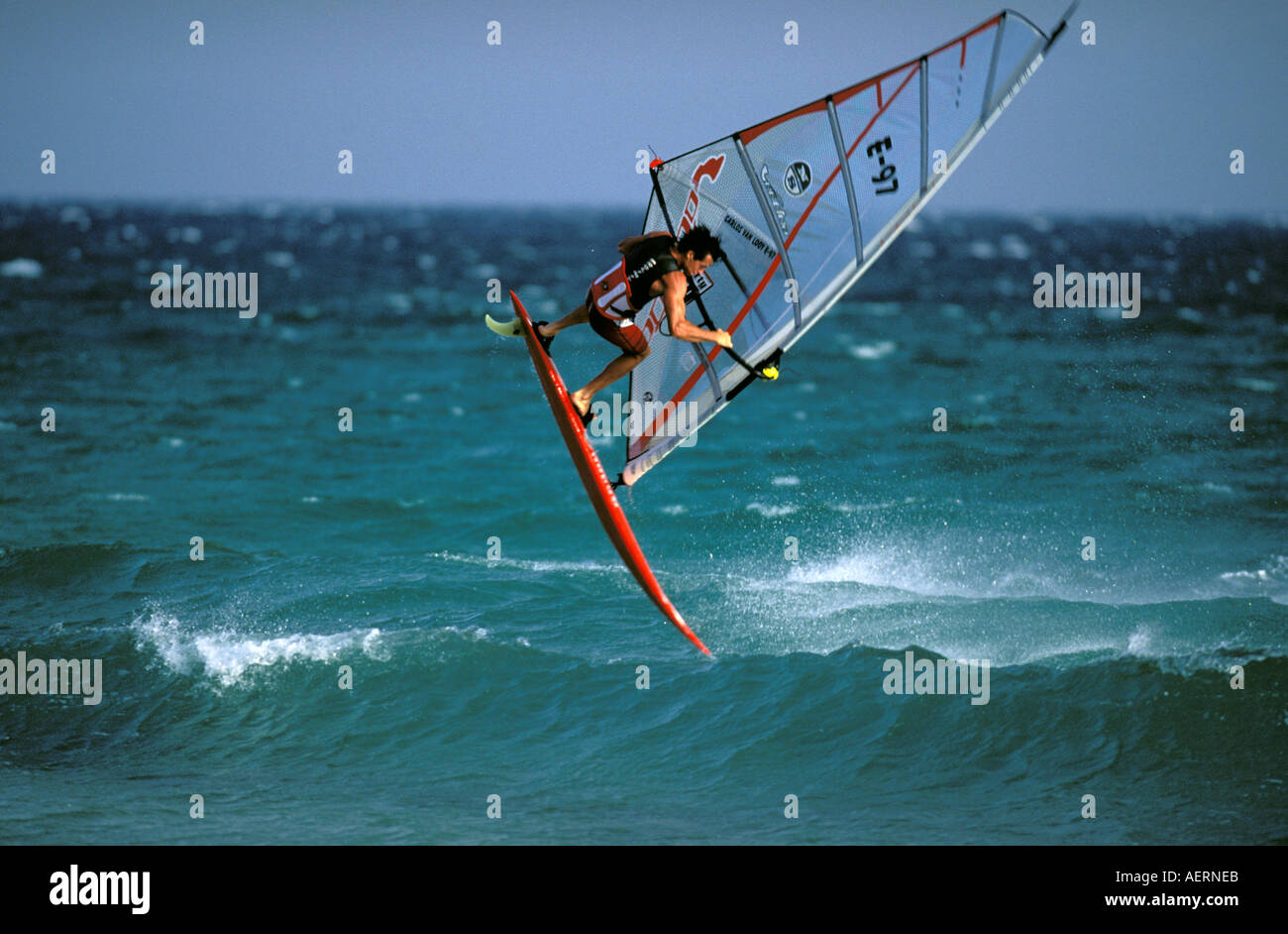 Windsurfing Tarifa speedloop first of a 6 picture sequence Stock Photo ...