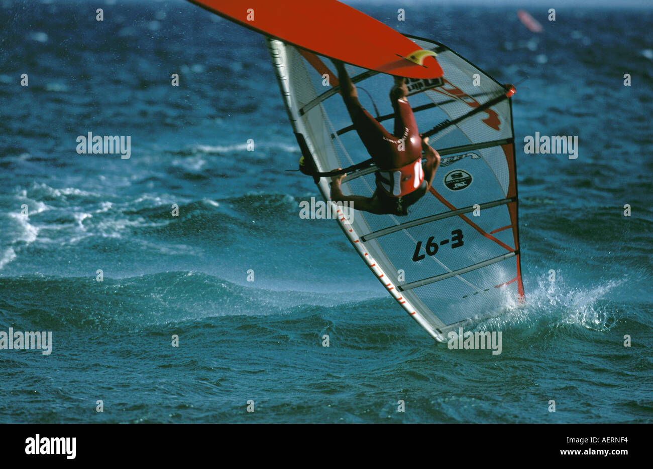 Windsurfing Tarifa speedloop 3rd of a 6 picture sequence Stock Photo ...