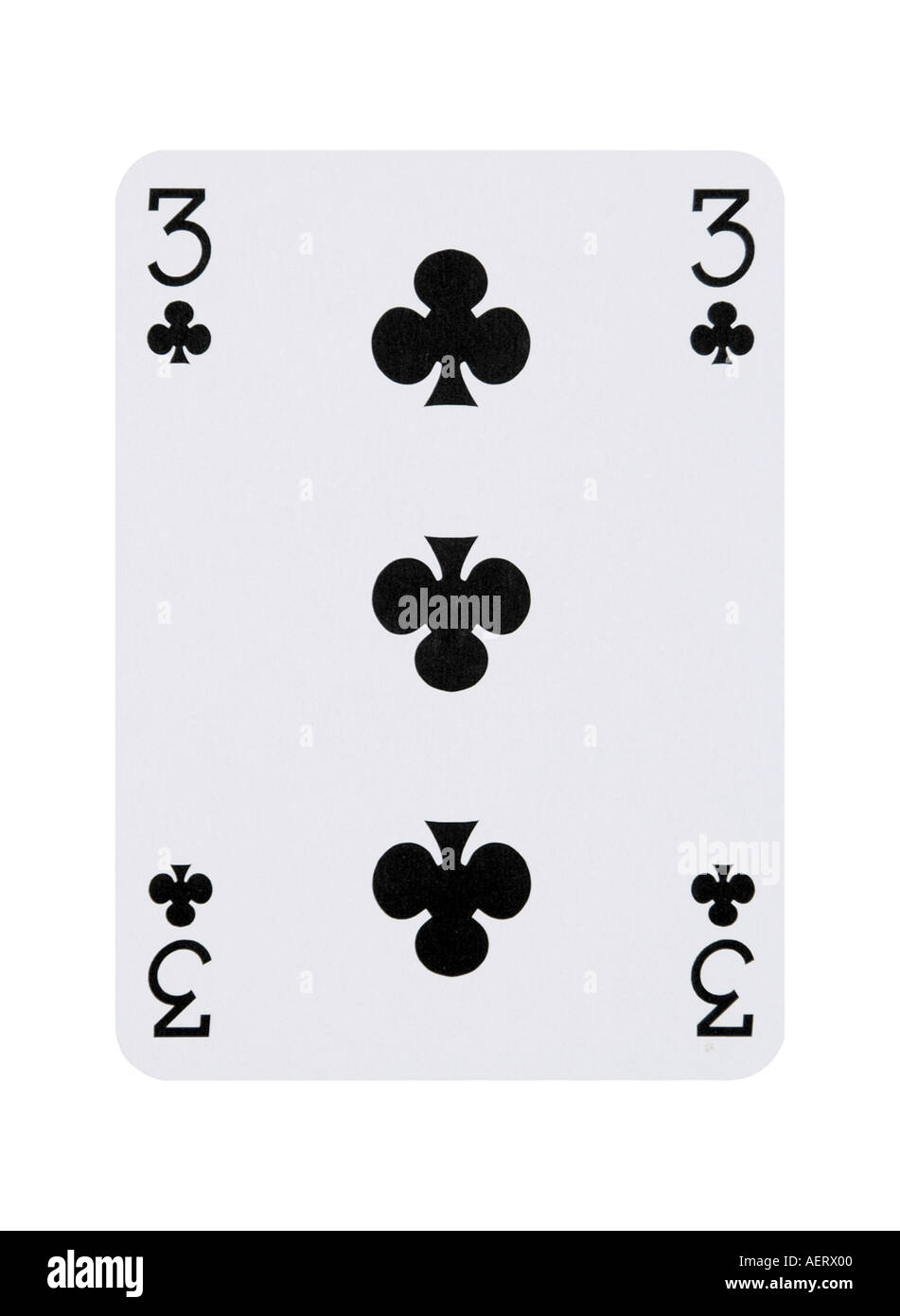 3 of clubs card Stock Photo - Alamy