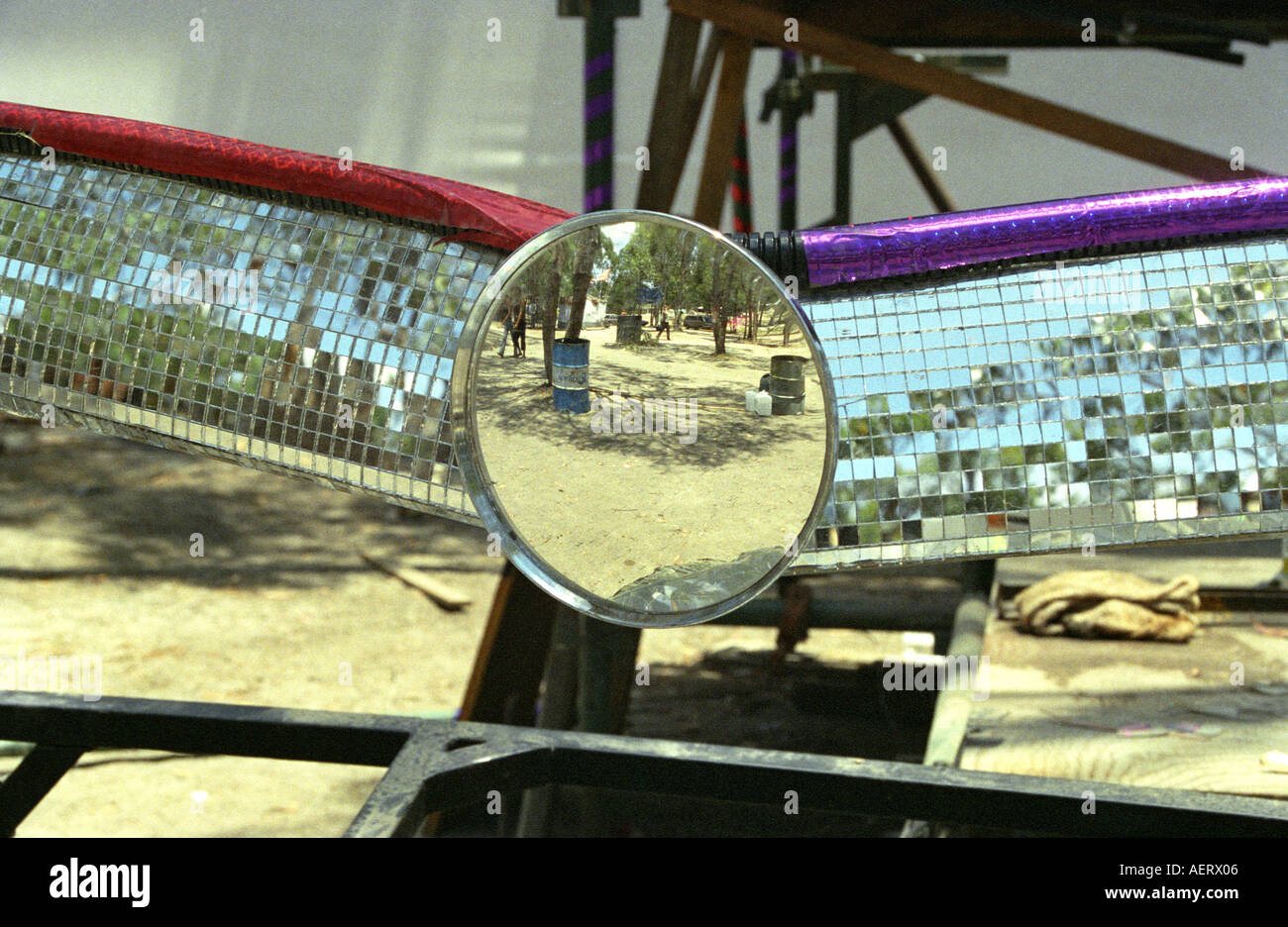 car designed dj booth made from cds at exedous psy trance party bonoo ...