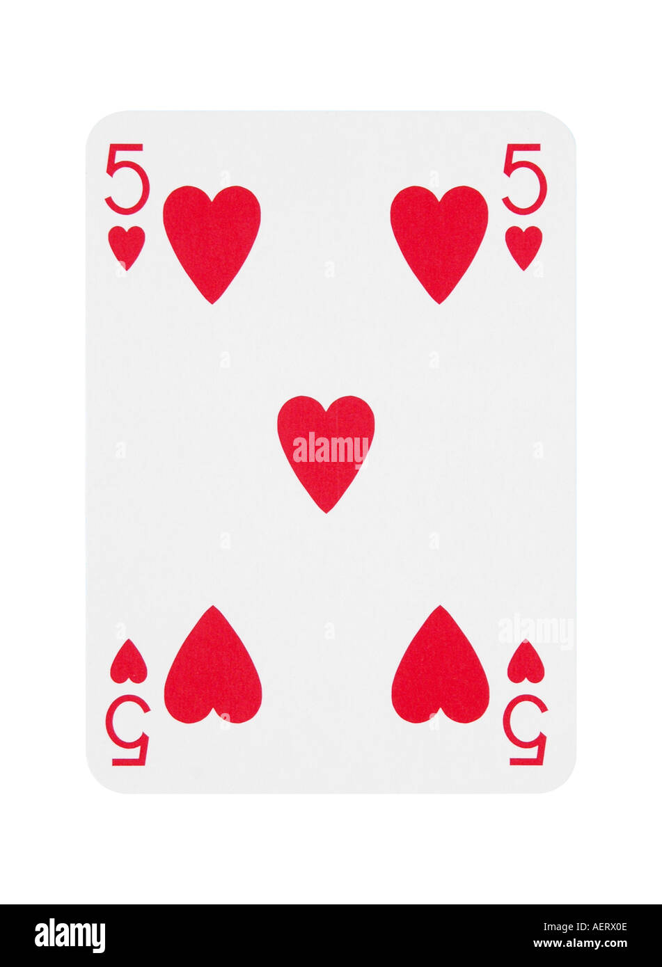 5 of hearts card Stock Photo - Alamy