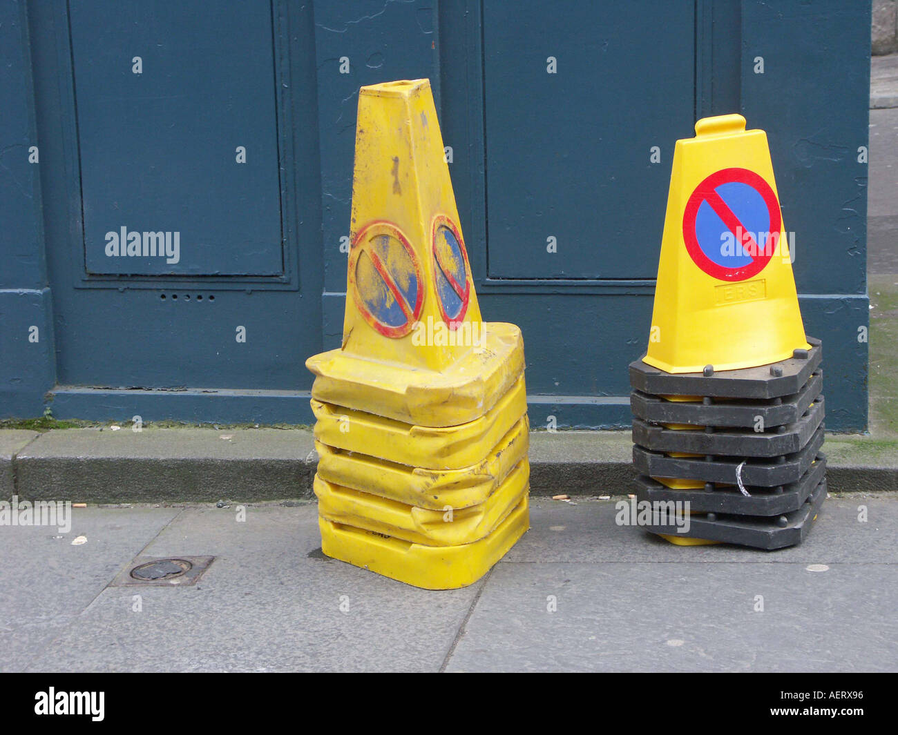 police road block cones outside a police information booth on the royal ...