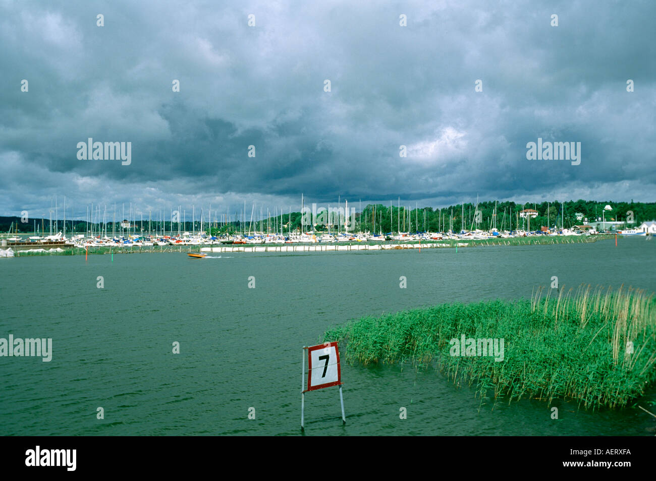 Speed limit sign in harbour Stock Photo - Alamy