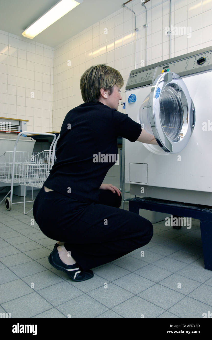 Woman and laundry Stock Photo - Alamy