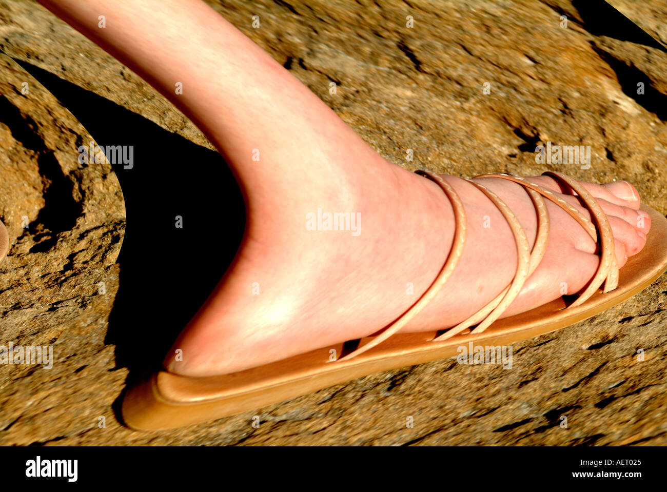 distorted view of human woman foot Stock Photo - Alamy
