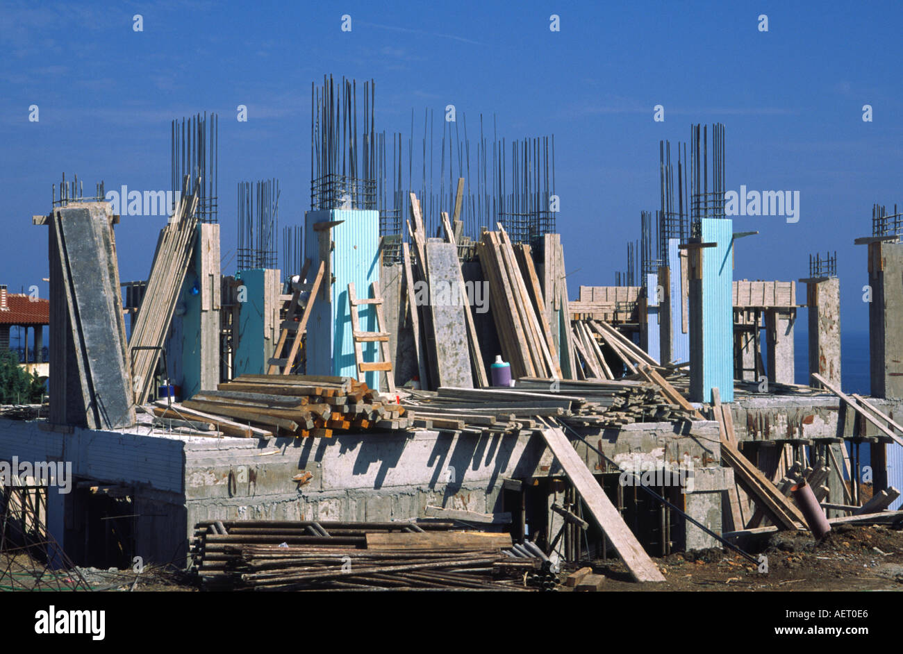 Apartment block building site Chalkidiki Greece Stock Photo - Alamy