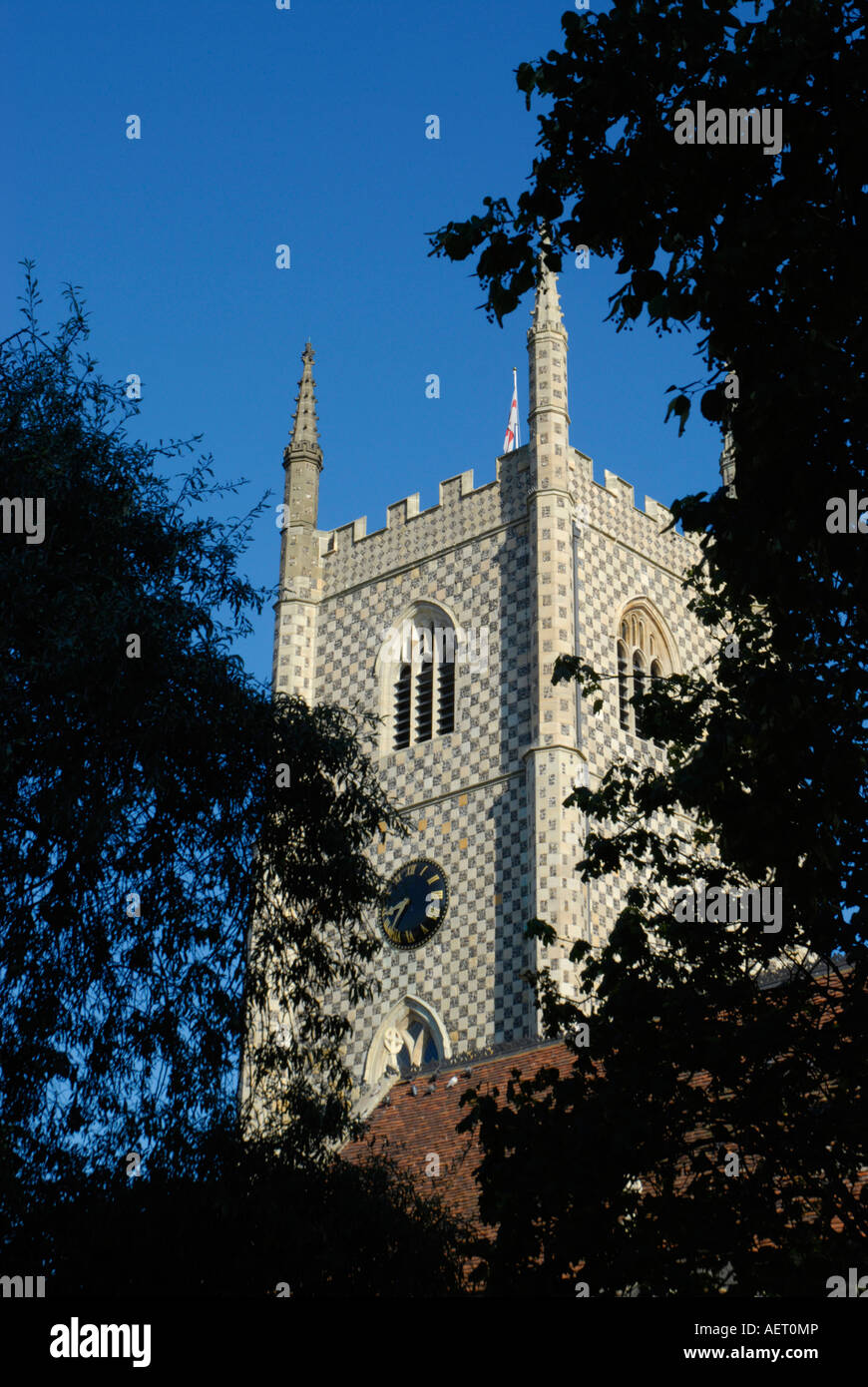 Reading Minster Church of St Mary the Virgin clock tower viewed through ...