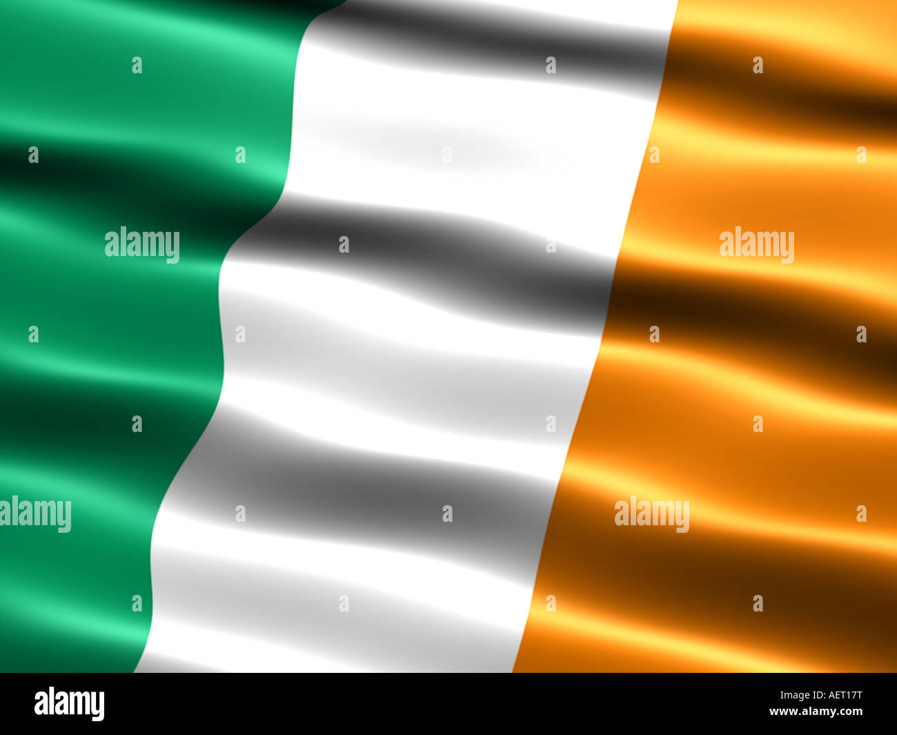 Computer generated illustration of the flag of Ireland with silky ...