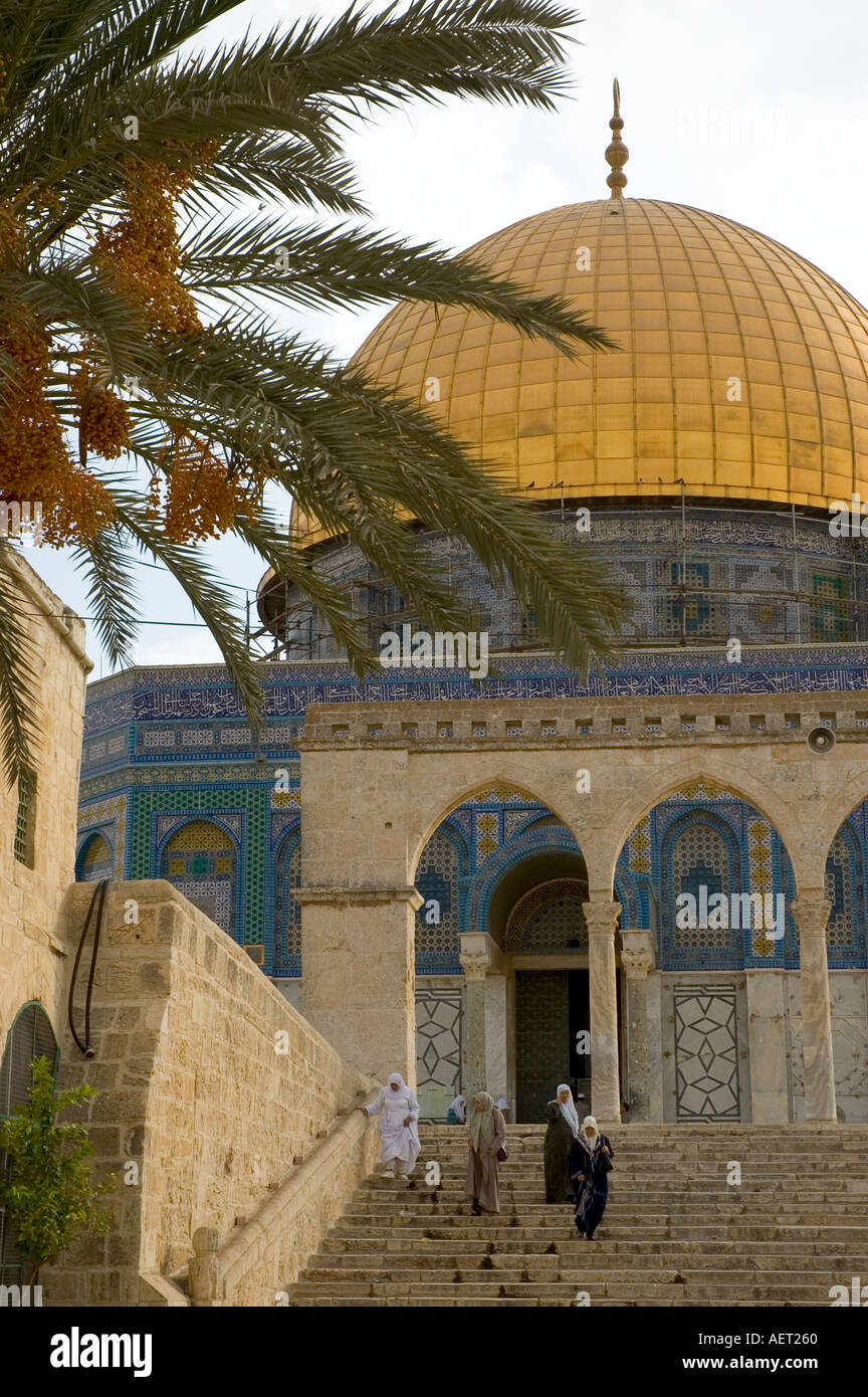 Israel Jerusalem Old City Esplanade of the Mosques view of the Dome of the Rock mosque through ...