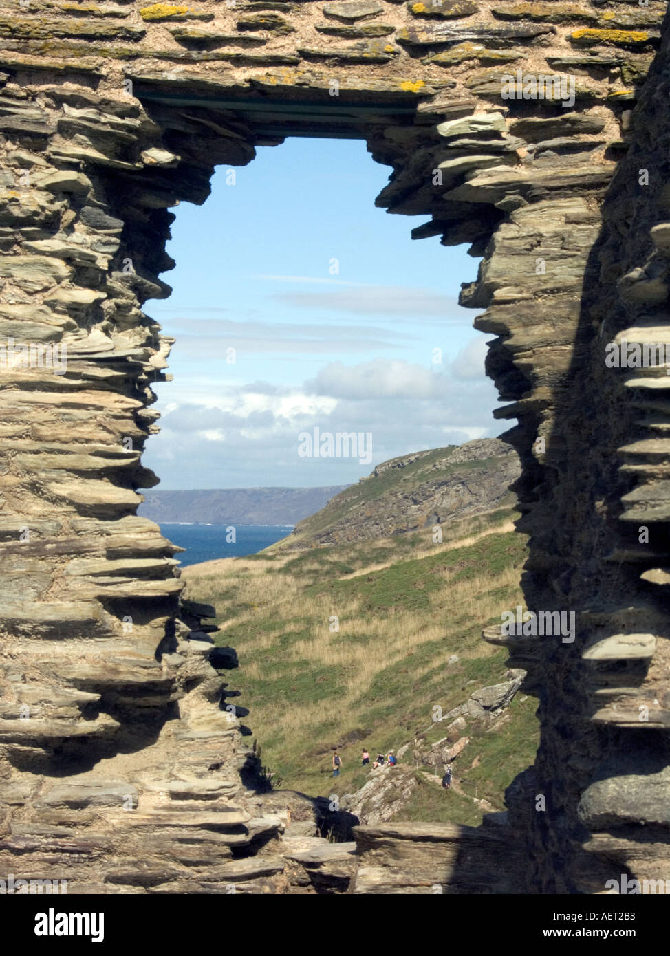 Sandstone Cliffs, Sea Views through a hole in the Wall of Tintagel ...