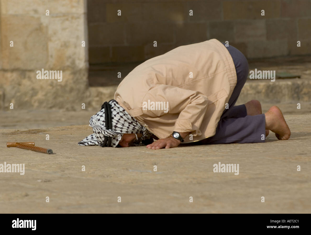 Israel Jerusalem Old City Esplanade of the Mosques muslem man praying ...