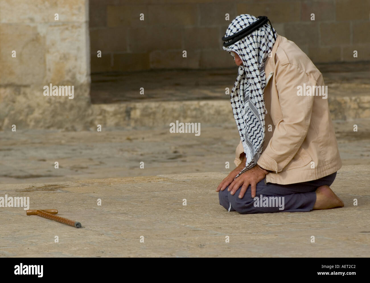 Israel Jerusalem Old City Esplanade of the Mosques muslem man praying ...