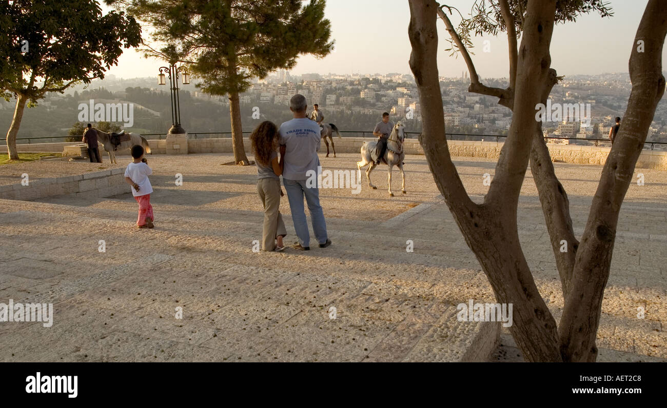 Israel Jerusalem East Talpiot Haas promenade father and two children ...