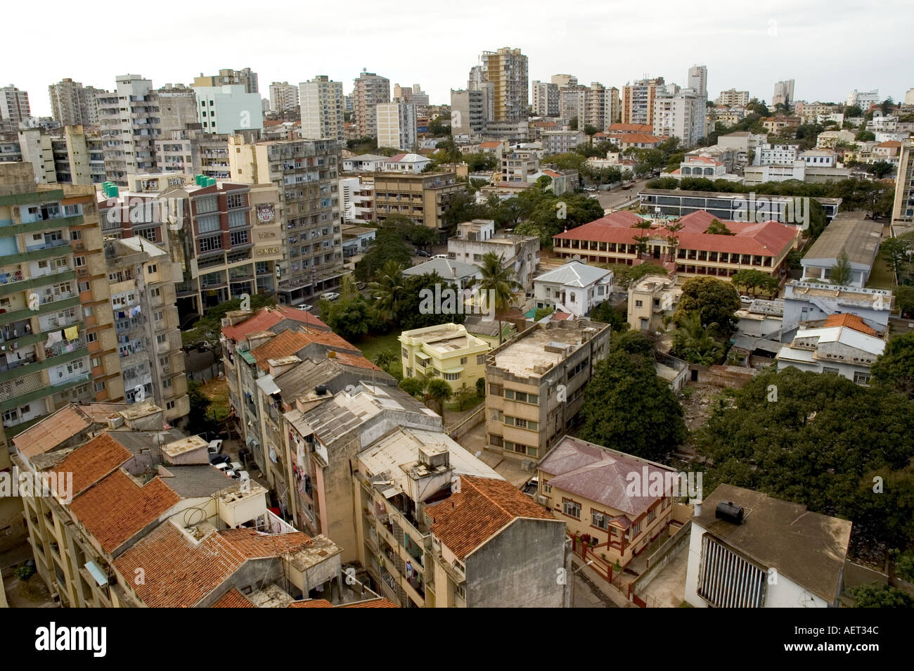 Mozambique Maputo downtown Baixa skyline from above looking North East ...