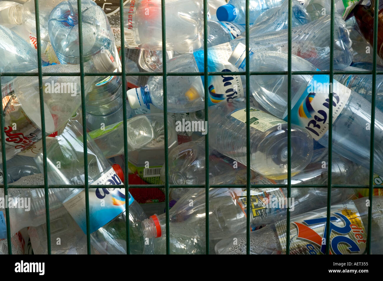 israel plastic bottles in a collection container for recycling Stock ...