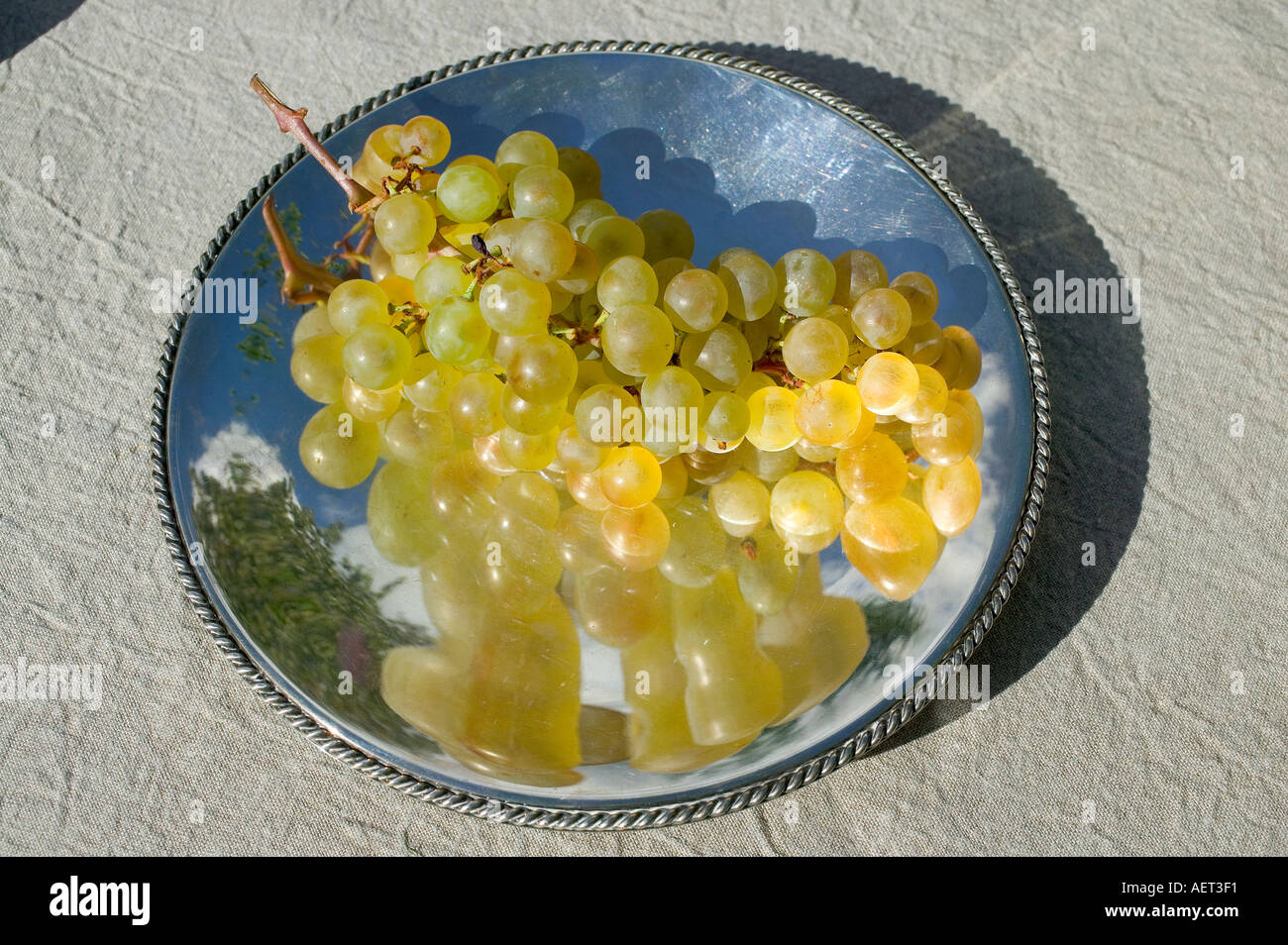 MUSCAT GRAPE ON A SILVER PLATE Stock Photo - Alamy