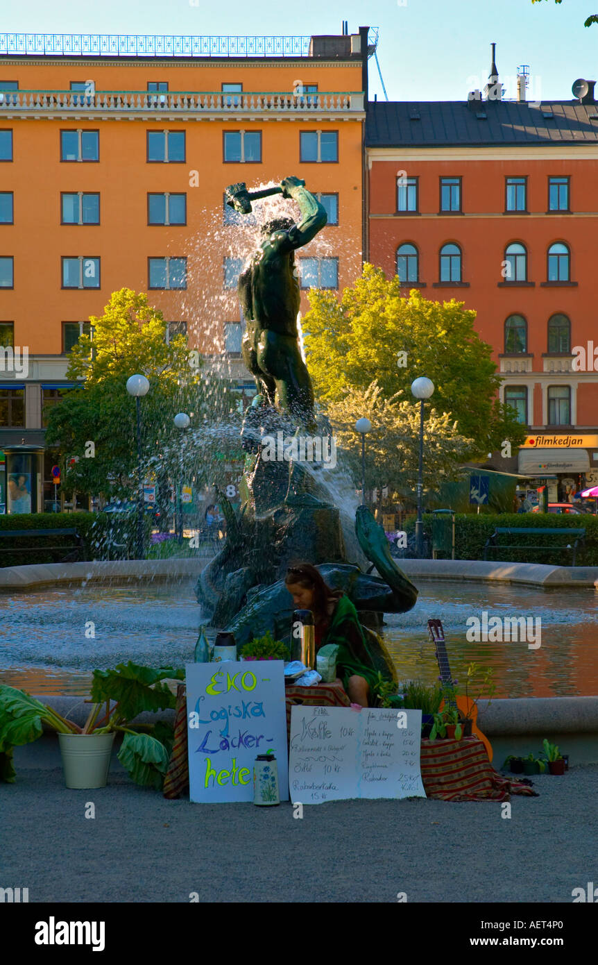 Stockholm sodermalm district mariatorget fountain hi-res stock ...
