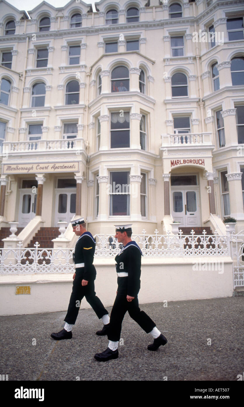 british sailors walking on the victorian promenade in Douglas the isle ...