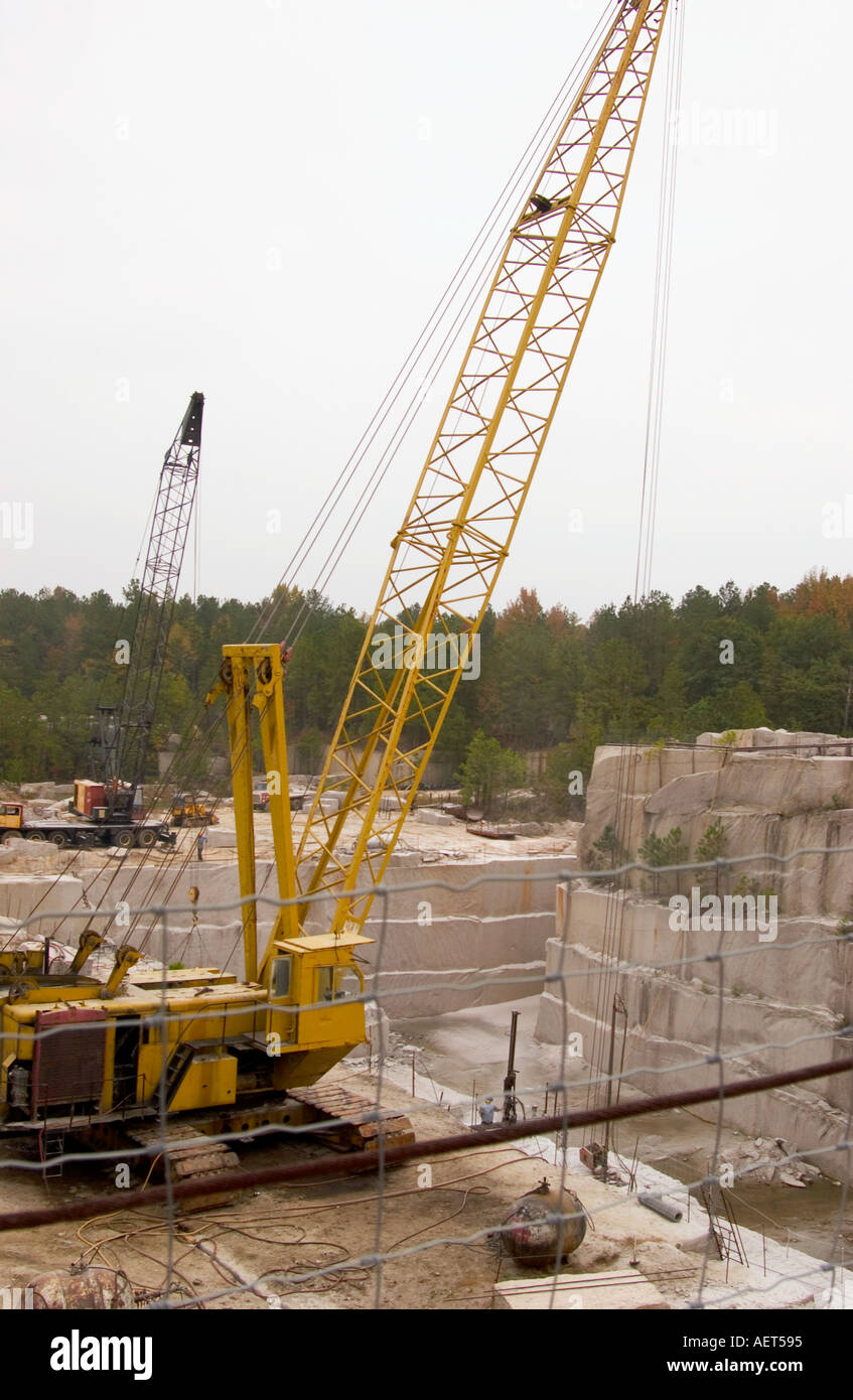 Crane ready to excavate granite at mining operation site at Kershaw ...