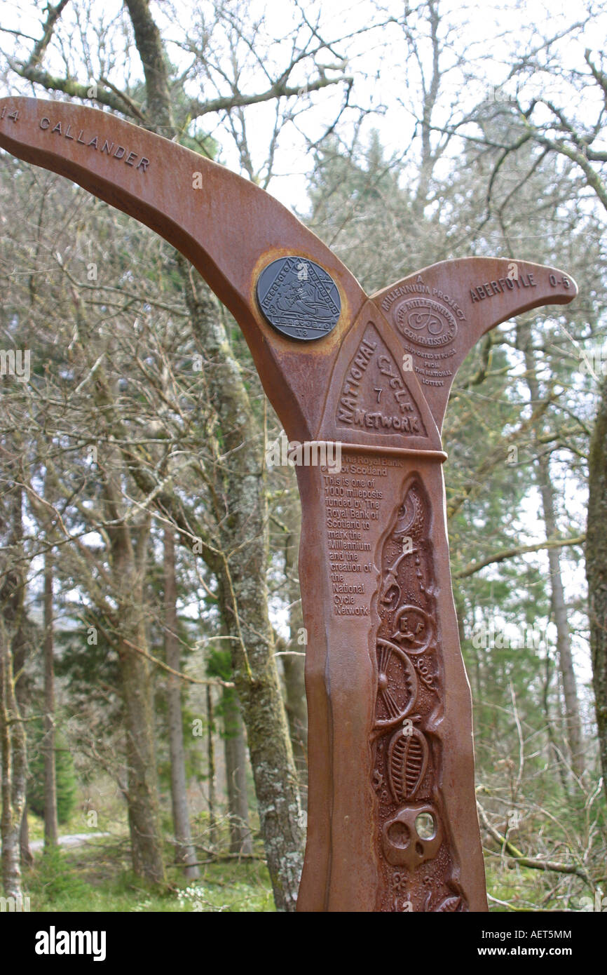National cycle network marker post in forest Stock Photo - Alamy