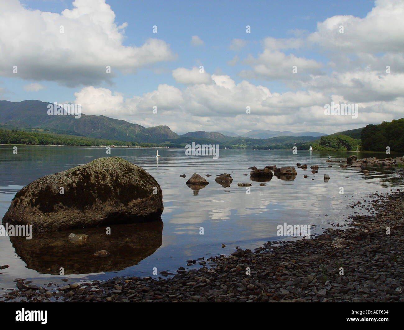 Coniston water Lake Coniston in Lake District Cumbria UK Still water in ...