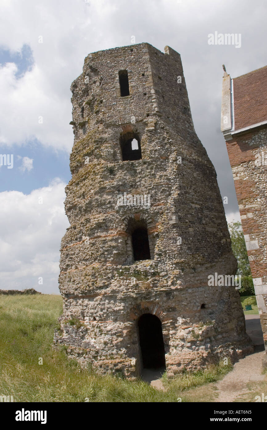 Remains of Roman Pharos lighthouse at Dover castle in Kent GB Stock ...