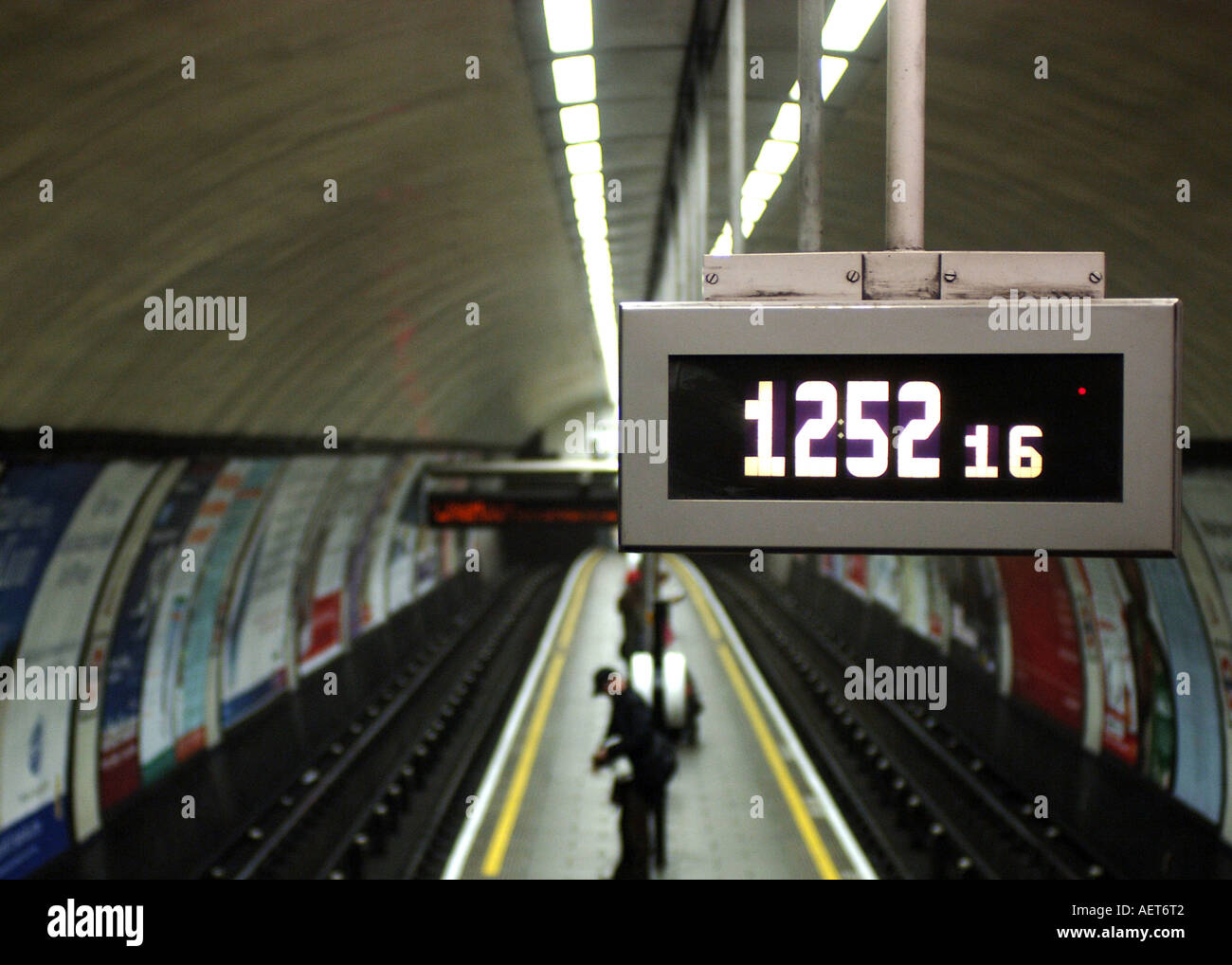 A clock showing the time at Clapham Common tube station on the Northern ...