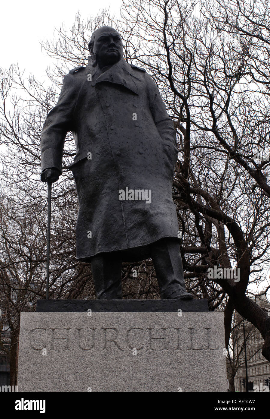 Statue of British wartime prime minister Winston Churchill on ...