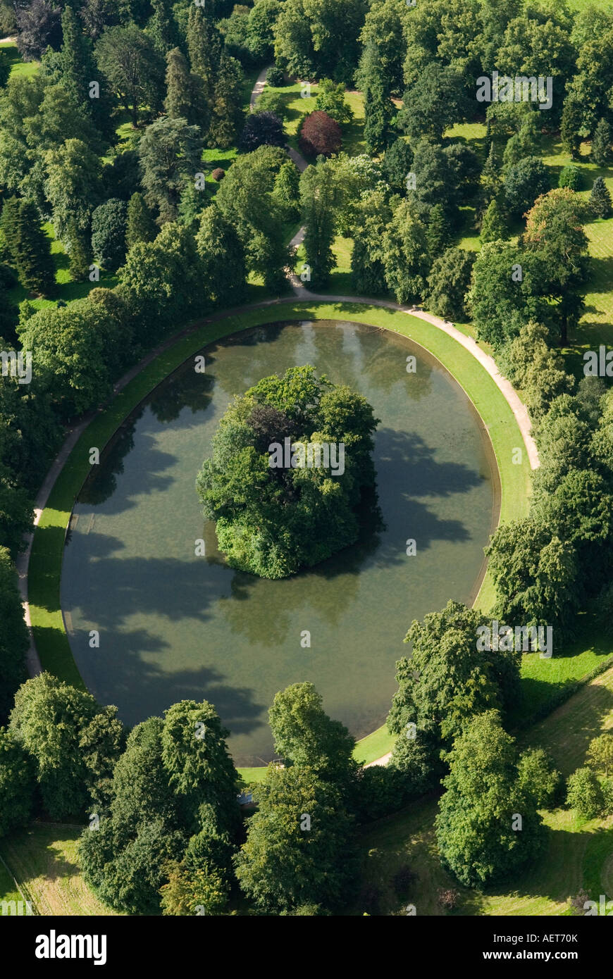 Althorp House Northamptonshire England Aerial view of the oval lake ...
